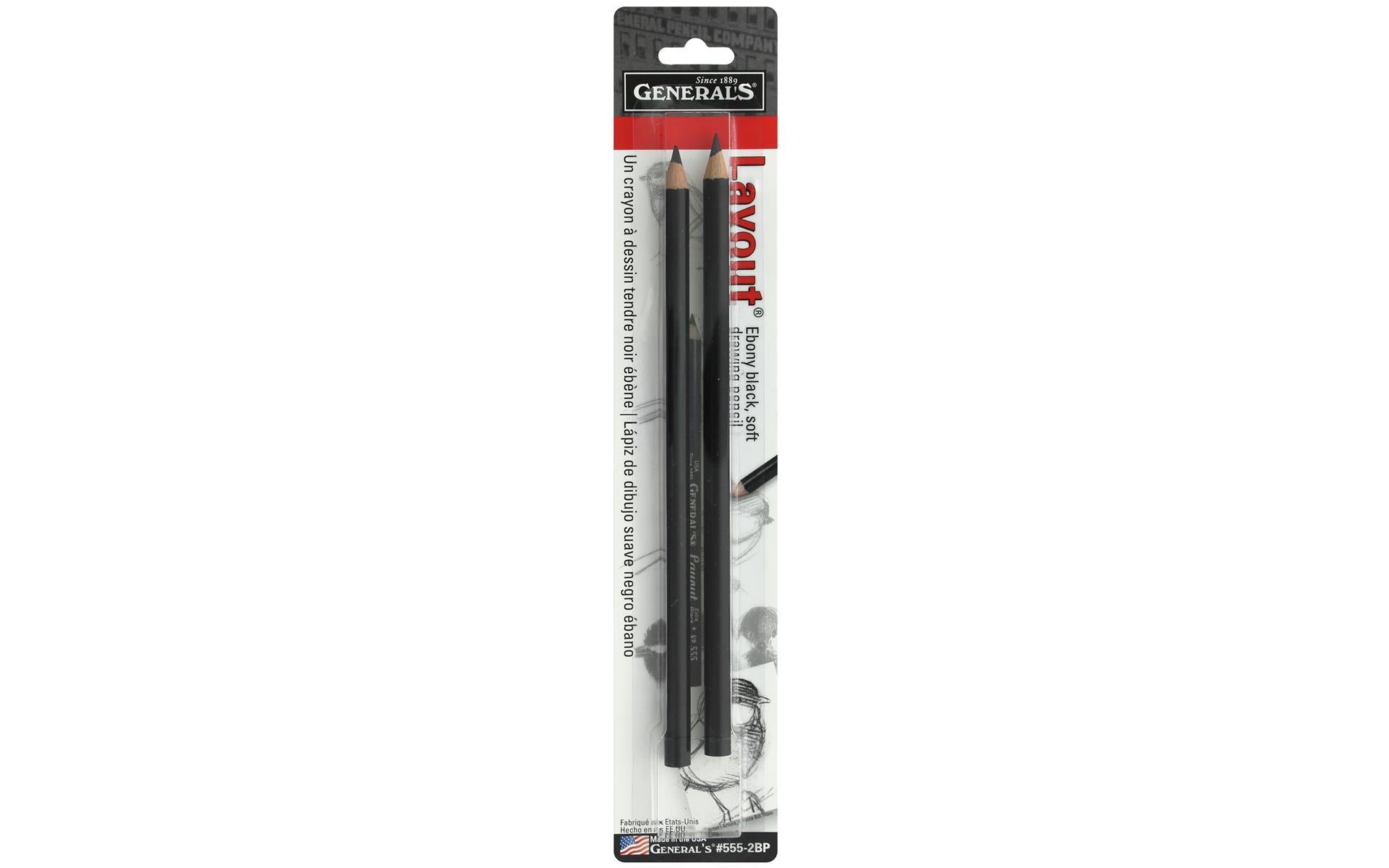 General's Layout Drawing Pencil 2pc Ebony Black Carded