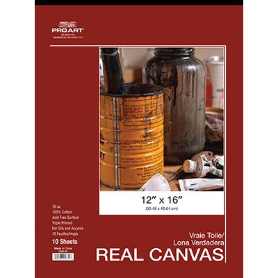 Pro Art 12" x 16" Real Canvas 10 Sheet Pad